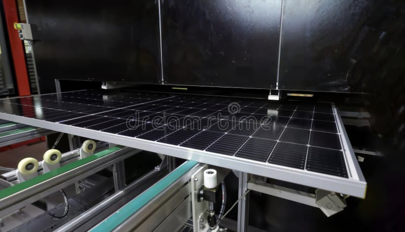 Conveyor Belt Production Line Factory Solar Panel Manufacturing Stock ...