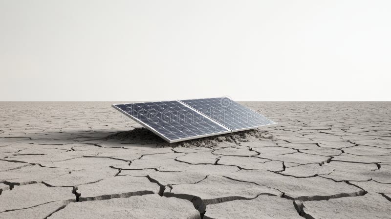 Solar Panel on Cracked Dry Earth - Renewable Energy Concept Stock Photo ...