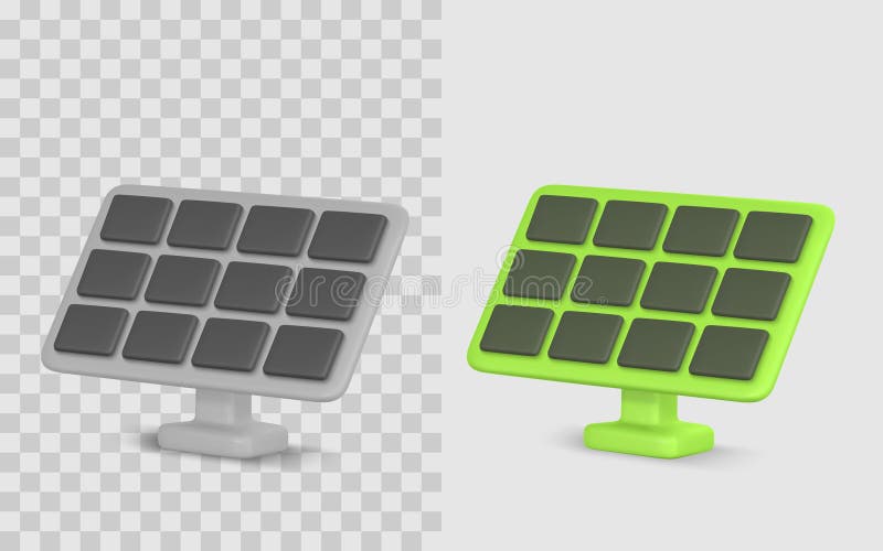 Solar Panel 3D Icon with Modern Glossy Style and Minimal Design, Green ...