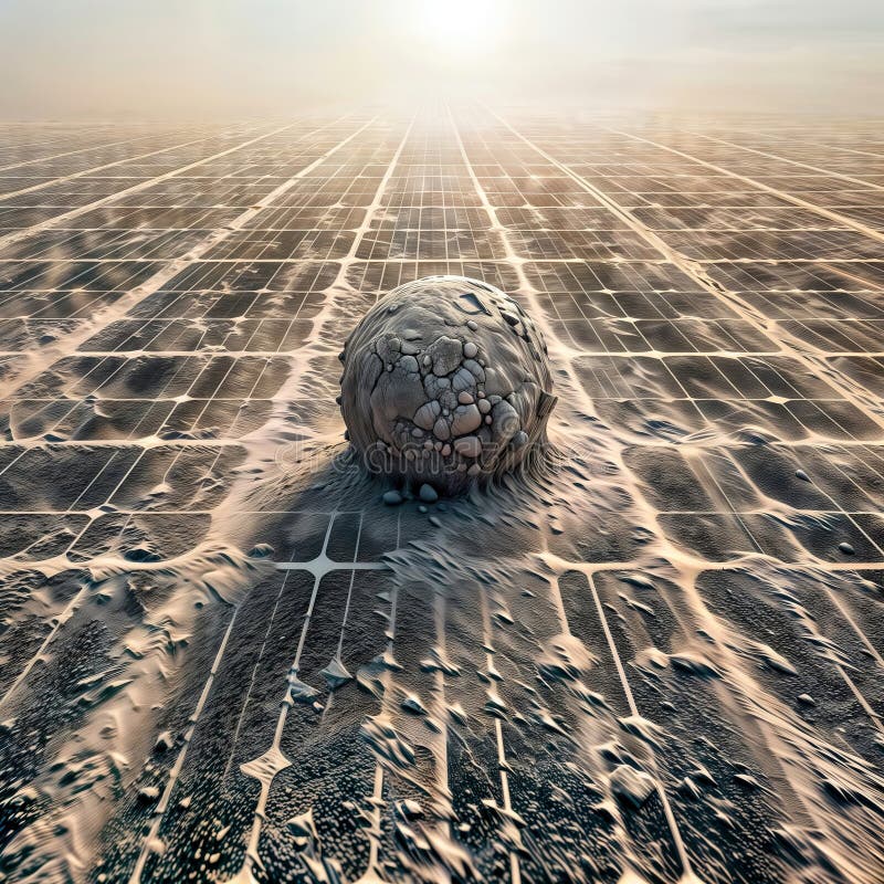 Textured Shadows Over Solar Panels in Desert Setting, Generative Ai ...