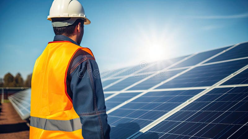 Solar Panel Design and Installation Engineer Stock Illustration ...