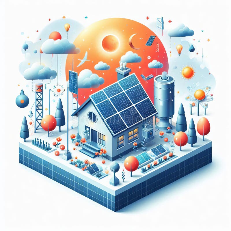 Solar Panel a Device that Converts Sunlight into Electricity O Stock ...