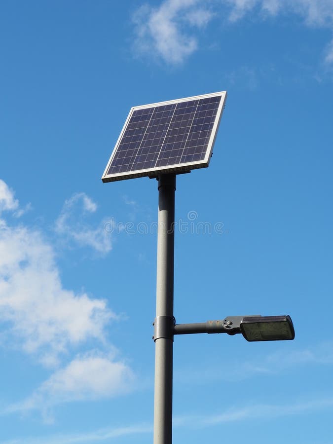 LED Street Light Powered by Solar Photovoltaic Panel Stock Photo ...