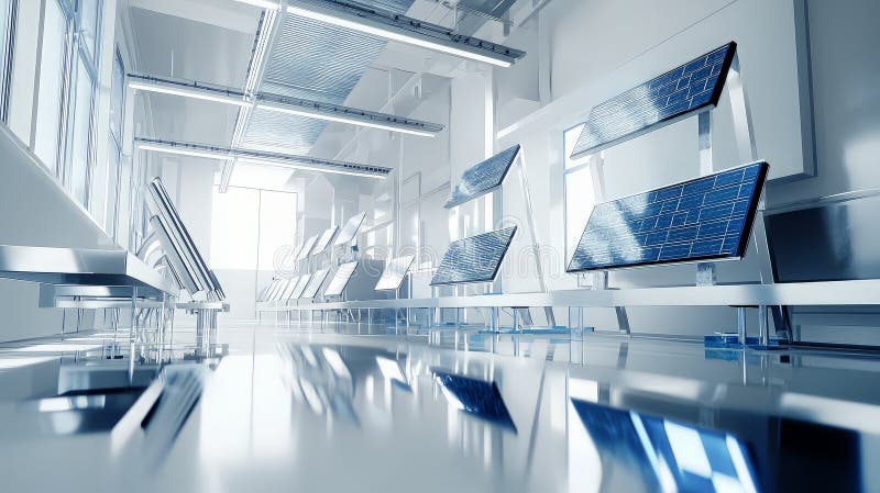 Solar Panel Display in Modern Showroom Stock Photo - Image of ...
