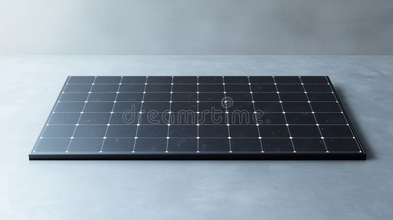 A Solar Panel is Displayed on a Smooth, Light Gray Surface Against a ...