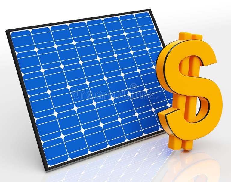 Solar Panel and Dollar Sign Shows Saving Money Stock Illustration ...