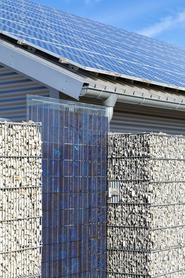 Solar Panel Electric System, Roof and Fence Stock Photo - Image of ...
