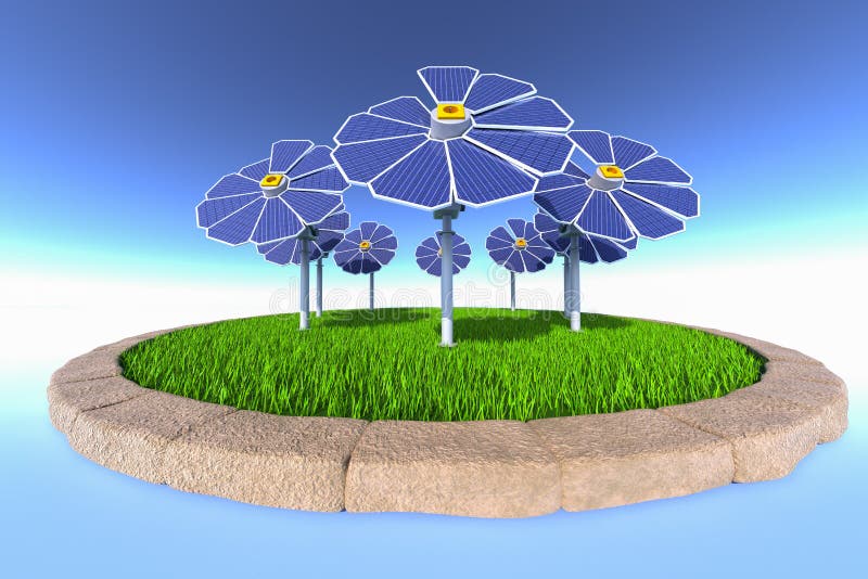 Solar Panel for Electricity As Green Technology. 3d Render. Stock ...