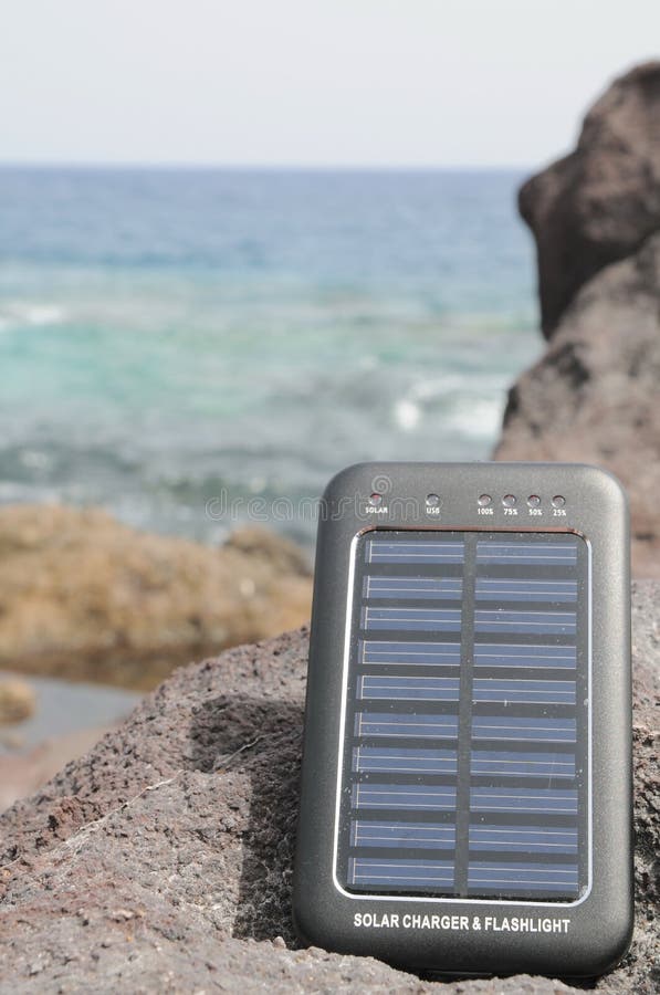 Solar Panel - Energy on the Beach Stock Image - Image of battery ...