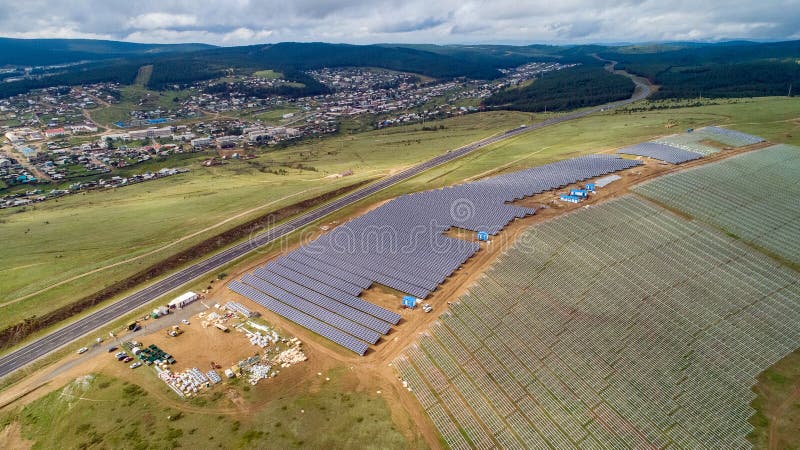 Solar Farm Under Construction 2 Stock Image - Image of commerce, clean ...