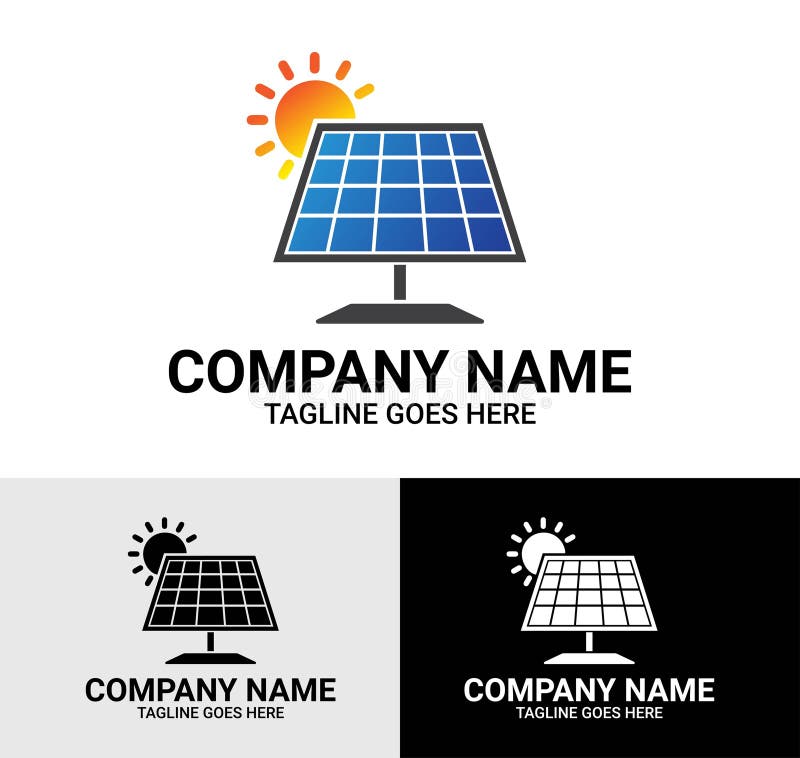 Solar Panel Energy with Sun Logo Design Template Stock Vector ...