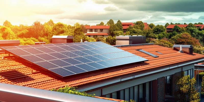 Solar Panel Energy Sun Power, Copy Space Background Stock Illustration ...