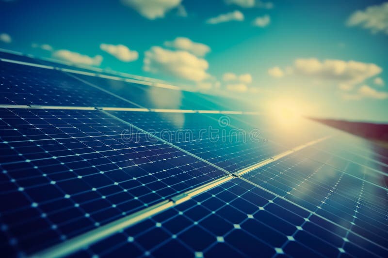 Solar Panel Energy from the Sun. Under the Blue Sky Stock Illustration ...