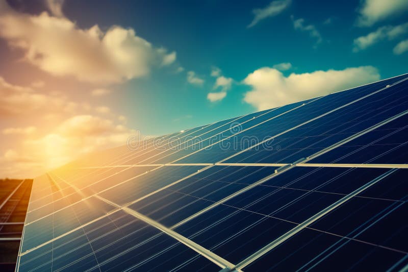 Solar Panel Energy from the Sun. Under the Blue Sky Stock Illustration ...