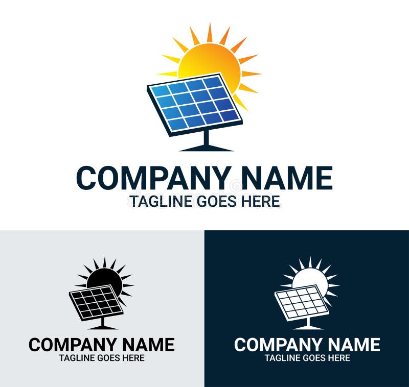 Modern Solar Panel Energy with Sunlight Logo Design Templates Stock ...