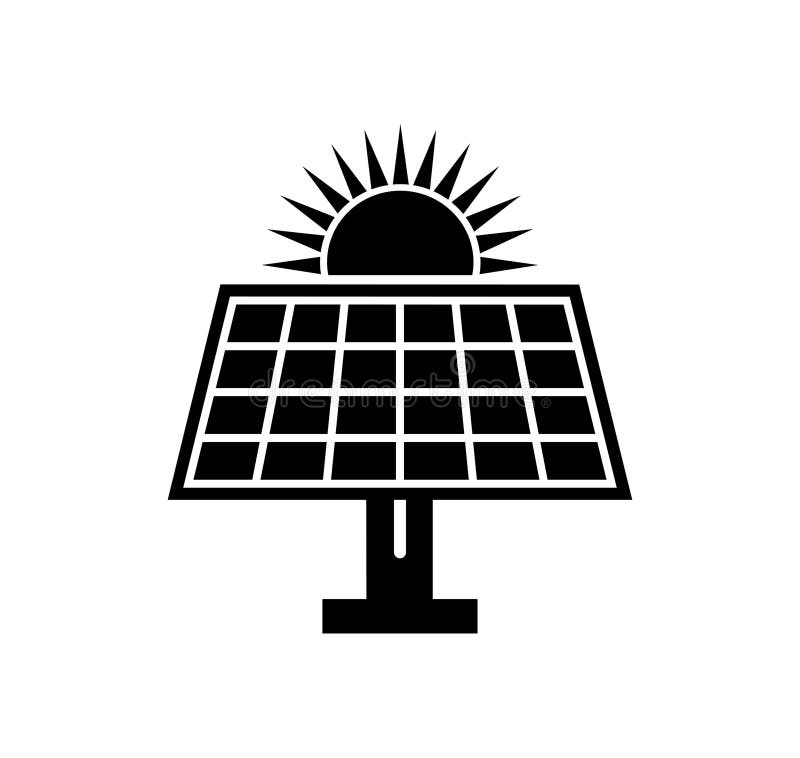 Solar Panel Energy with Sunlight Silhouette Vector Art Illustration ...