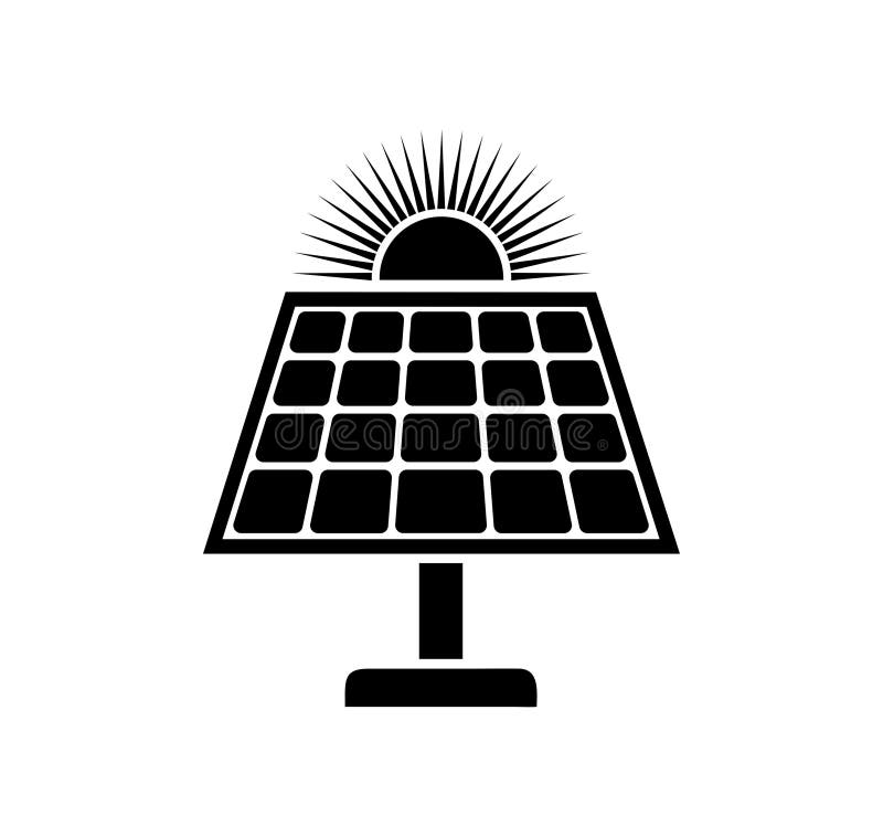Simple Silhouette of a Solar Panel with Sun. a Clean, Bold Silhouette ...