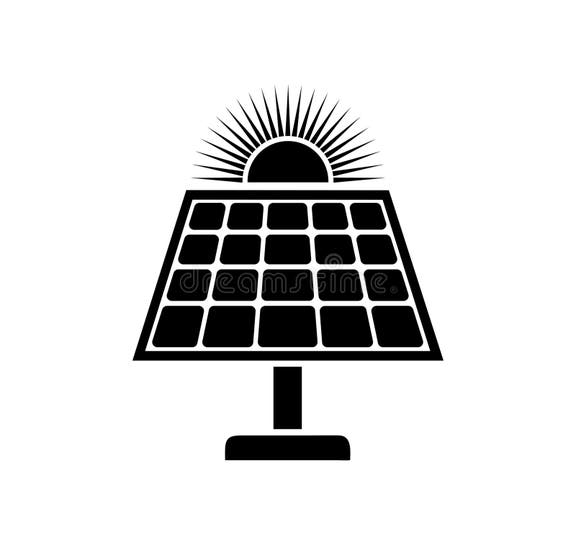 Simple Silhouette of a Solar Panel with Sun. a Clean, Bold Silhouette ...