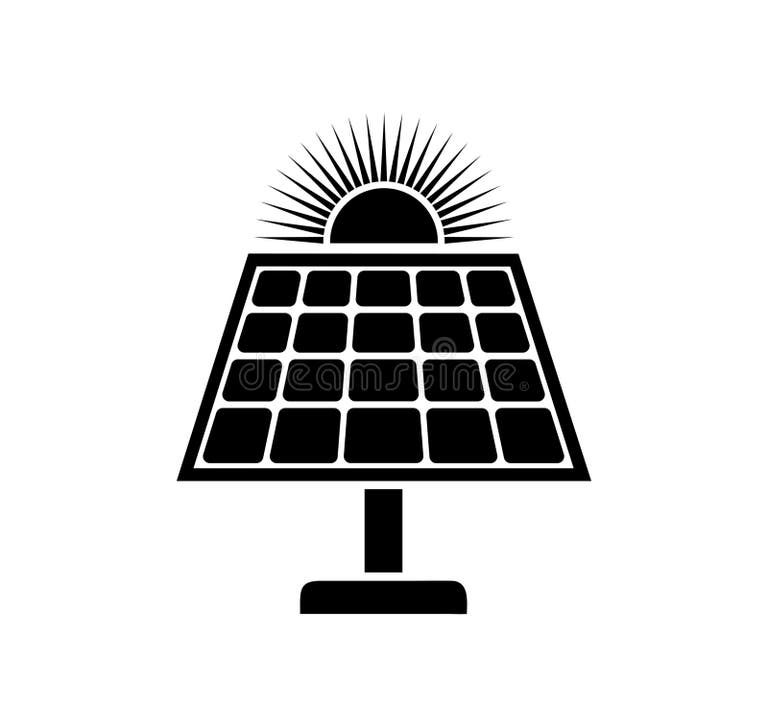 Simple Silhouette of a Solar Panel with Sun. a Clean, Bold Silhouette ...