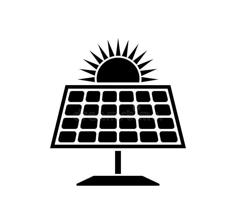 Simple Graphic of a Solar Panel Energy with Sunlight Silhouette Vector ...