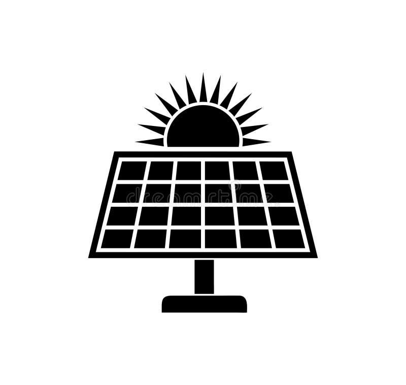 Solar Panel Energy with Sunlight Silhouette Vector Art Illustration ...
