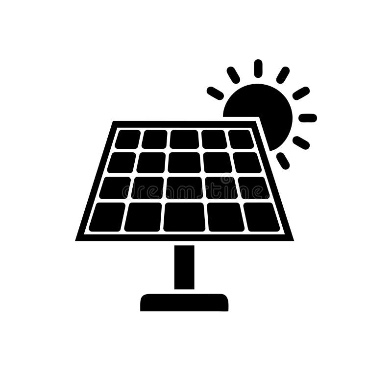 Solar Panel Energy with Sunlight Silhouette Vector Art Illustration ...