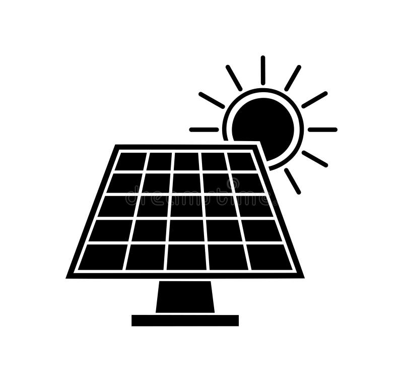 Sun Powered Solar Panel Silhouette Template Stock Vector - Illustration ...
