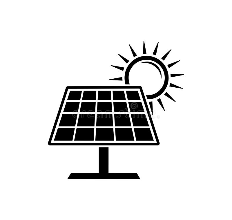 Renewable Energy Solar Panel and Sun Silhouette Vectorart Template ...