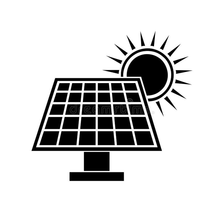 Solar Panel and Sun Icon Representing Renewable Energy Vector Art ...