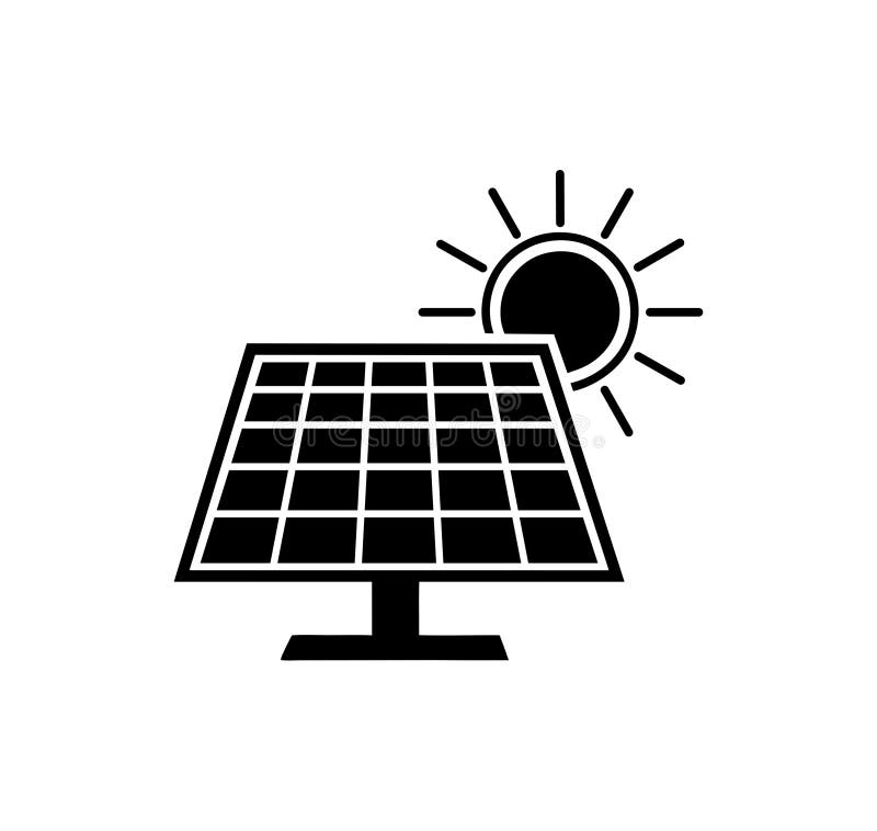Solar Panel Silhouette Icon with Sun Depicting Renewable Energy Stock ...