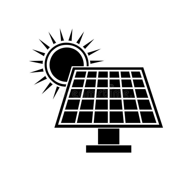 Solar Panel Energy with Sunlight Silhouette Vector Art Design Stock ...