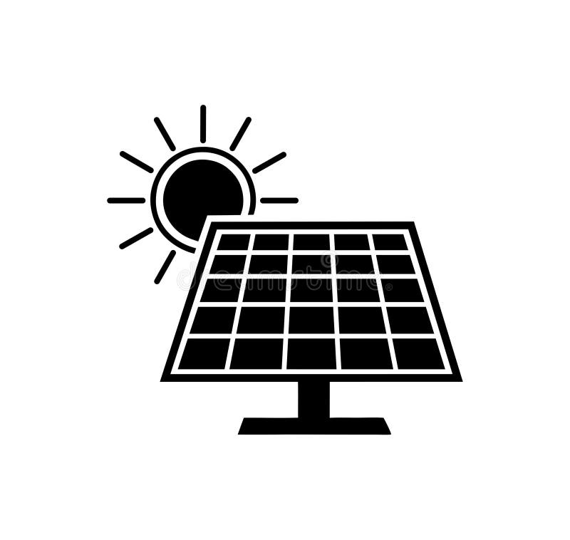 Solar Panel Energy with Sunlight Silhouette Vector Art Design Template ...