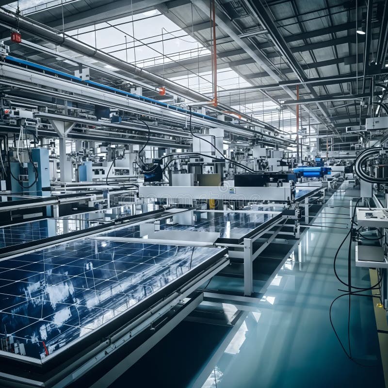 Multiple Solar Panels on Conveyor Belts within a Solar Panel Factory ...