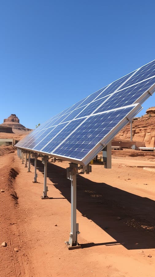 A Solar Panel Farm in the Desert Stock Illustration - Illustration of ...