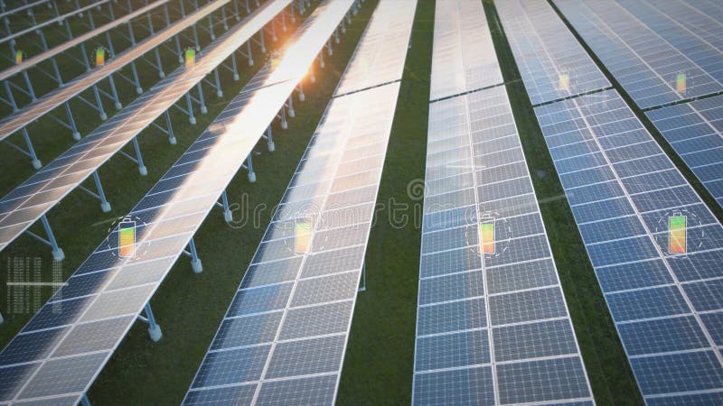 Solar Panel Farm Generating Electricity for National Grid Stock Image ...