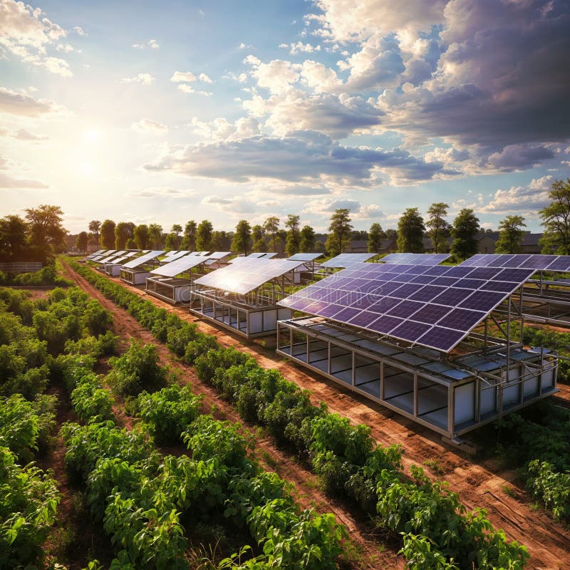 Solar Panel Farm with Solar Panels in a Field of Crops., Generative Ai ...