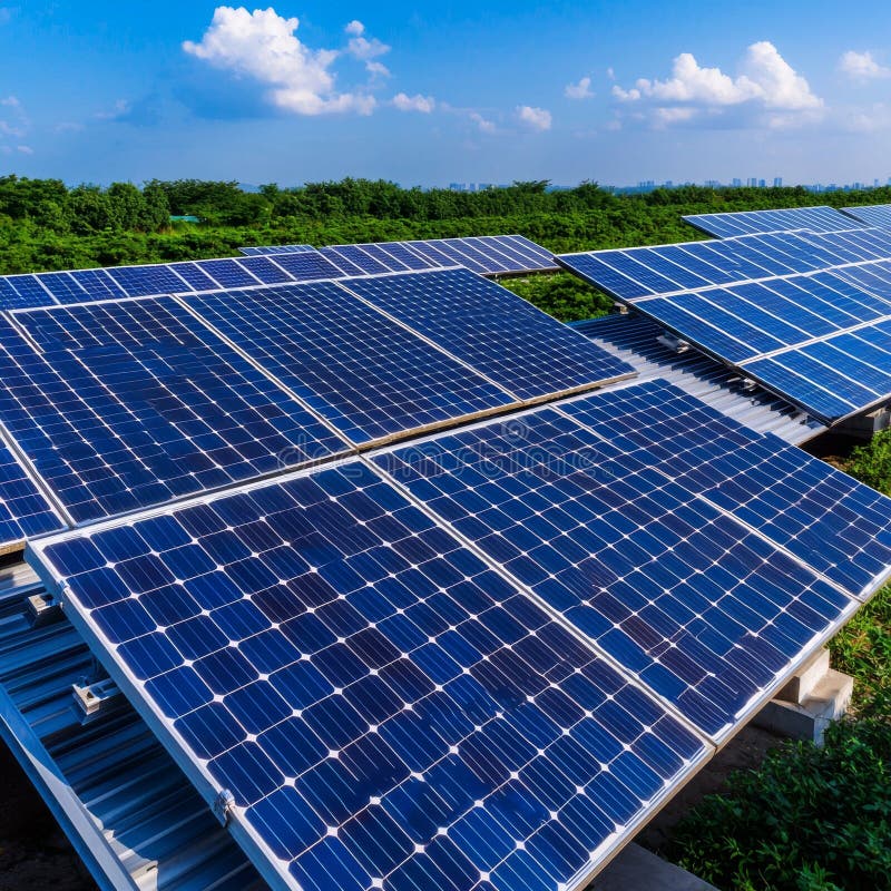 The Solar Panel Features Blue Photovoltaic Cells, Making it Possible To ...