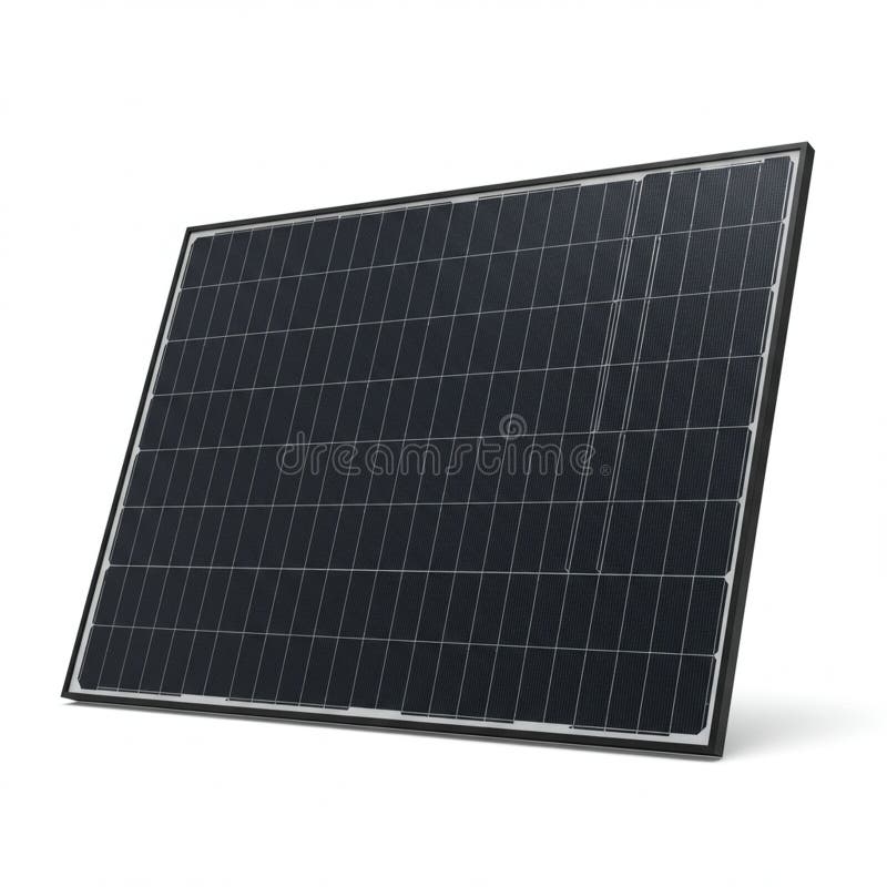 Solar Panel Featuring a Grid of Black Photovoltaic Cells Arranged in ...