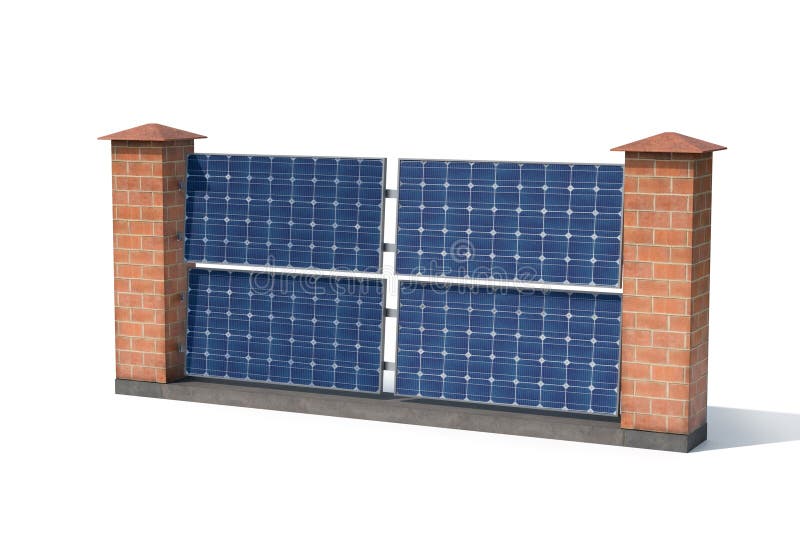 Solar Panel Fence - 3d Rendering Stock Illustration - Illustration of ...