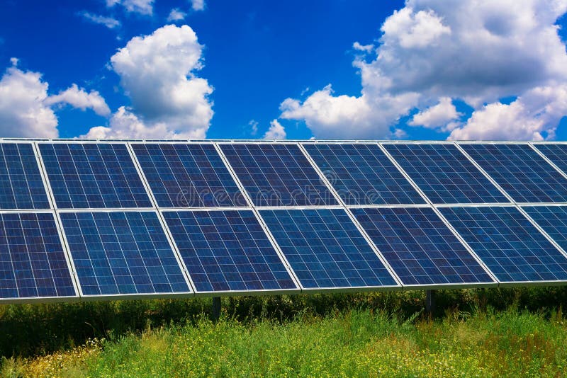 Solar panel in a field stock photo. Image of generation - 21692912