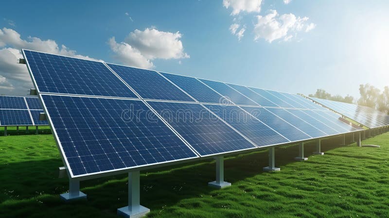 Solar Panel Field Producing Electricity Stock Image - Image of energy ...