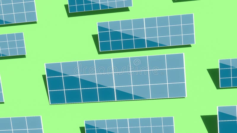 Solar Panel Field Stylized Animation, Camera Rotates and Panning Left ...