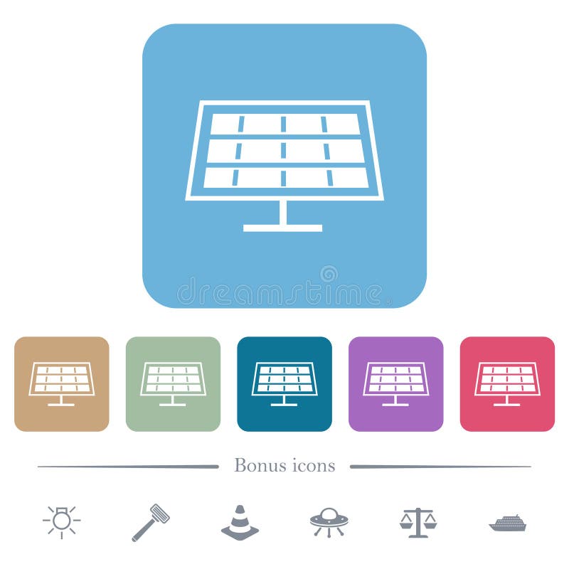 Solar Panel Flat Icons on Color Rounded Square Backgrounds Stock ...