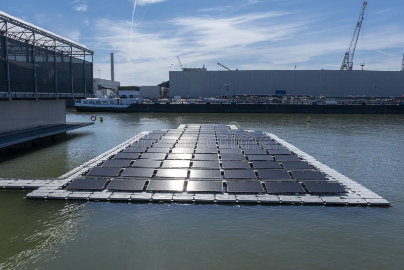 Solar Panel Floating on the Water. Used To Produce Electricity in a ...