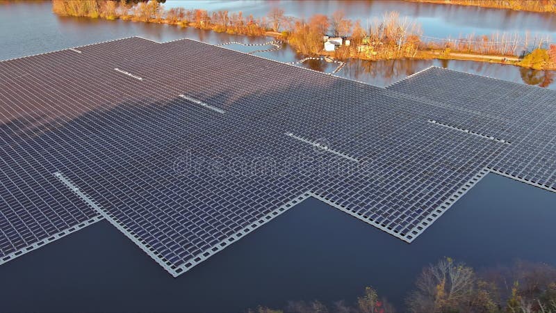 A Solar Panel Floats on Water To Generate Electricity in an ...