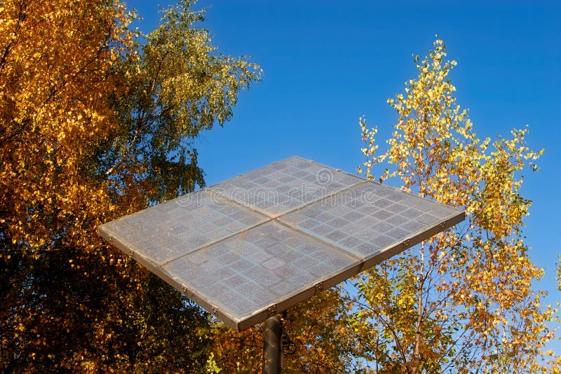 Solar panel in the forest stock photo. Image of supply - 27835138