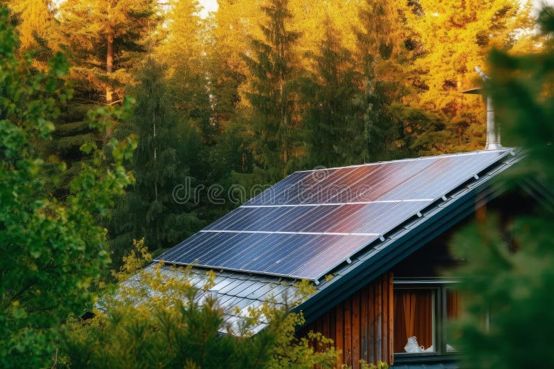 Solar Panel Forest. Generate Ai Stock Illustration - Illustration of ...
