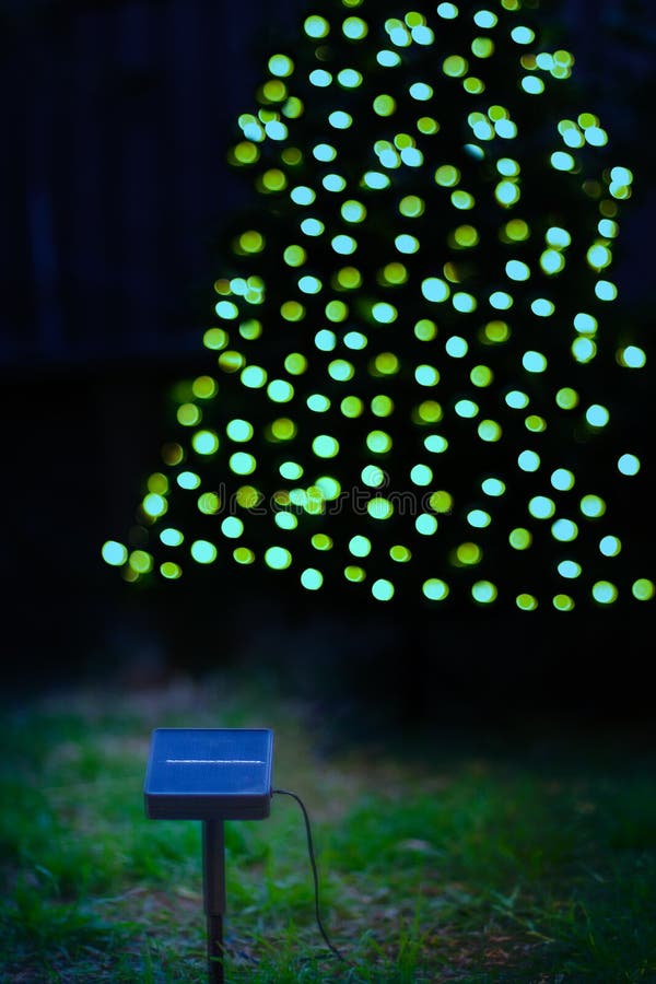 Solar Powered Christmas Lights Shaped Tree Stock Photos - Free ...