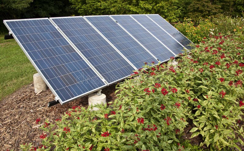 Solar panel in a garden stock image. Image of weather - 10874873