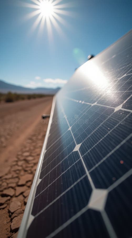 Solar Panel Glinting Under the Harsh Midday Sun in the Atacama Desert ...